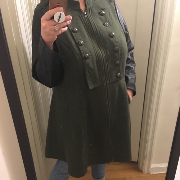 torrid | Jackets & Coats | Dark Green And Leather Coat | Poshmark